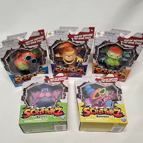 Scritterz 5pc Collection. Battzy, Buzzgruff, Bonobos, Frumps, Scrabz ...