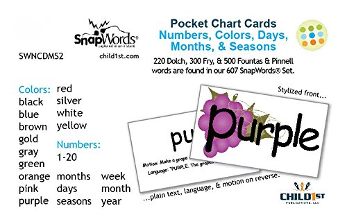 SnapWords Numbers, Colors, Days, Months, and Seasons Pocket Chart Cards ...