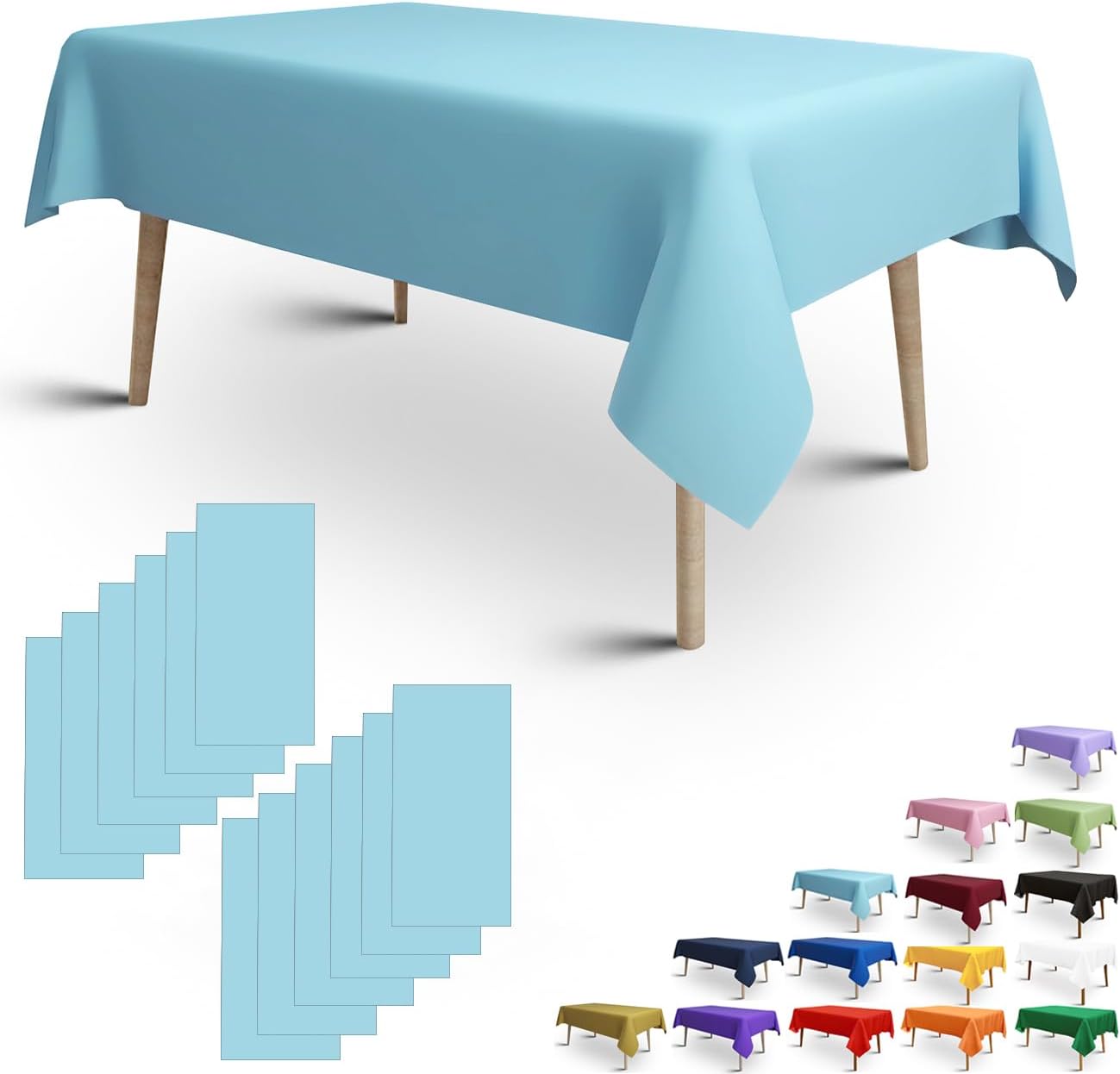 Amazon.com: FULDGAENR Light Blue Plastic Tablecloth, Disposable Light ...