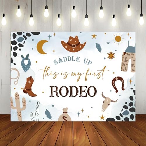 Amazon.com : Lofaris My 1st Rodeo Backdrop Saddle Up Western Cowboy ...