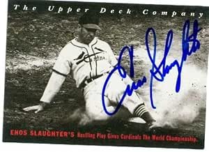 Enos Slaughter autographed baseball card (St louis Cardinals Hall of ...