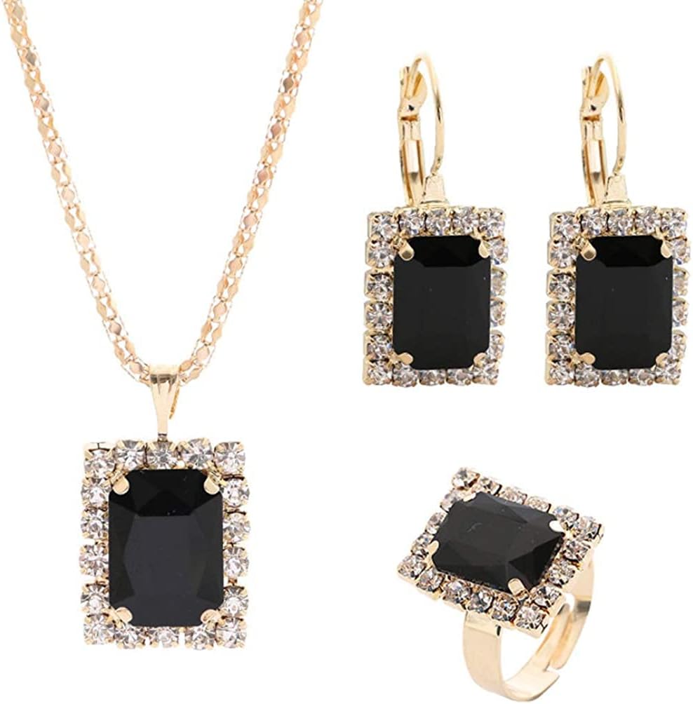 Crystals Jewellery Set Pendant Necklace Ring Earrings Jewelry for Women ...
