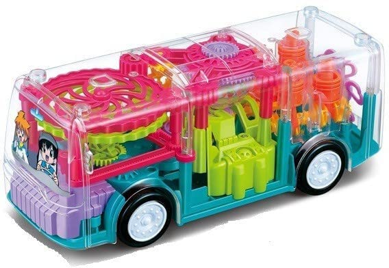 RAGVEE Transparent 3D Bus Toy R360 Degree Rotating Battery Operated ...
