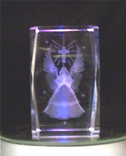 Amazon.com: Laser Etched Crystal Cube Angel with Cross : Home & Kitchen