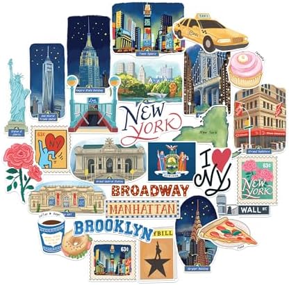 Amazon.com: Mooliwe 100 Pcs New York Stickers Aesthetic Waterproof NYC ...