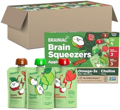 Amazon.com: Brainiac Applesauce Variety Pack Pouches, Apple, Apple ...