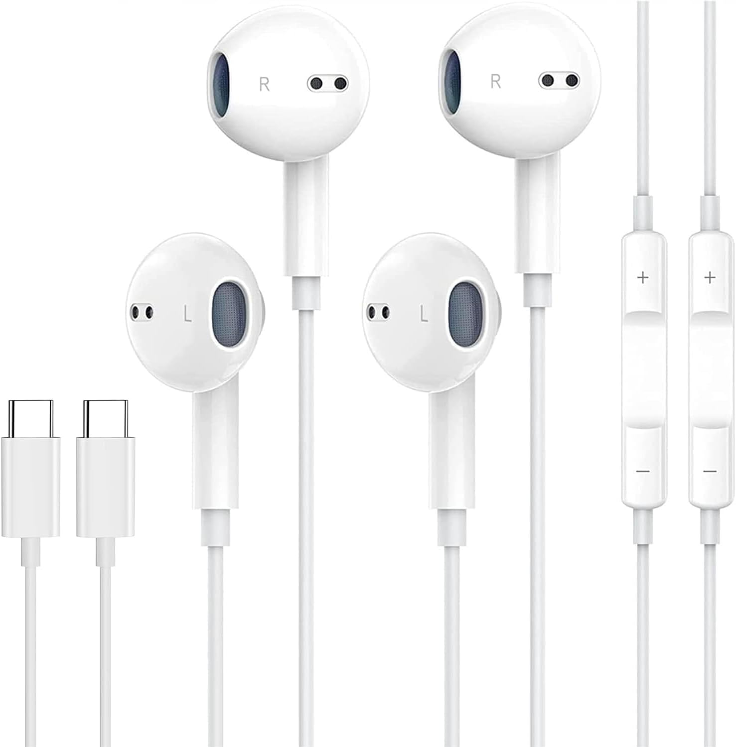 Amazon.com: 2-Pack USB C Headphones for iPhone 16 15 Earbuds with ...