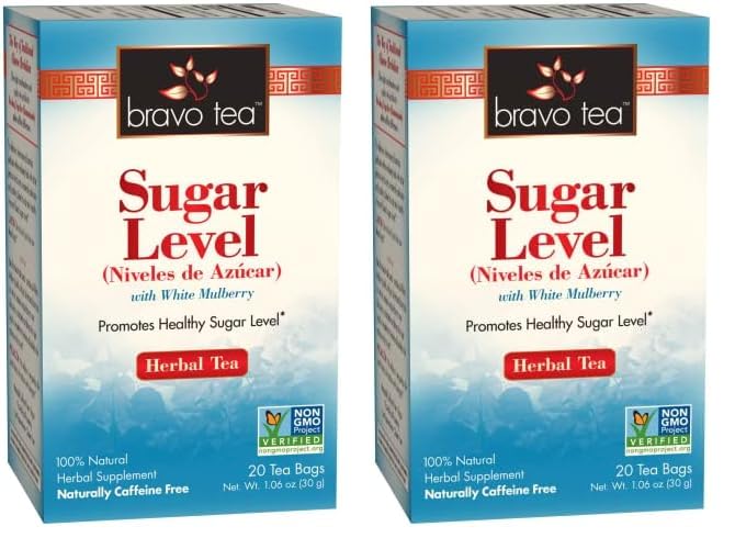 Bravo Tea Nivel de azúcar sin cafeína 20 bolsas de té paquete de 2 ...