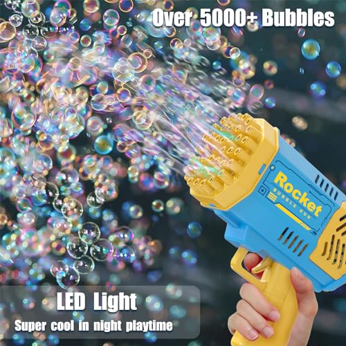 Bubble Machine for Kids, 40 Holes Bazooka Bubble Gun Machine 4 Lighting ...