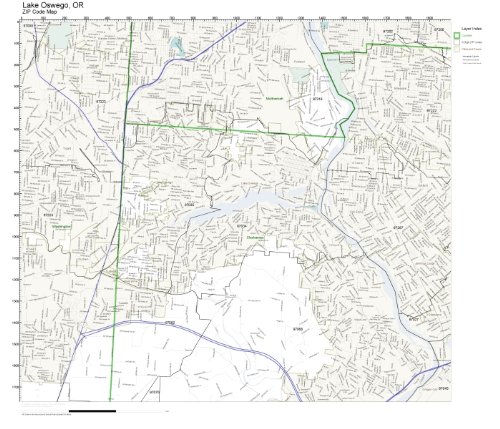 ZIP Code Wall Map of Lake Oswego, OR ZIP Code Map Laminated: Amazon.com ...