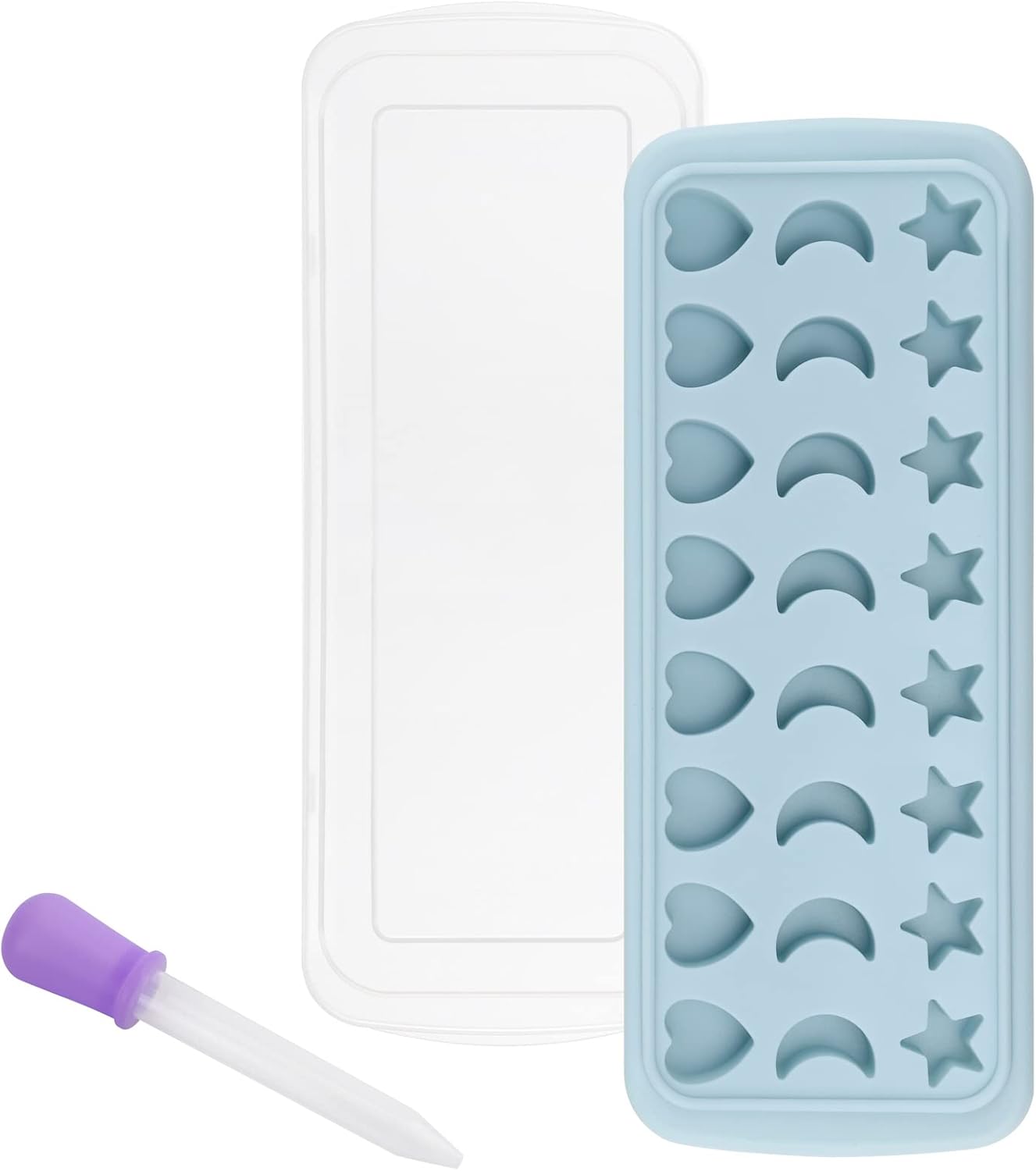 Amazon.com: Moon Stars and Heart Ice Cube Tray Silicone Molds with ...