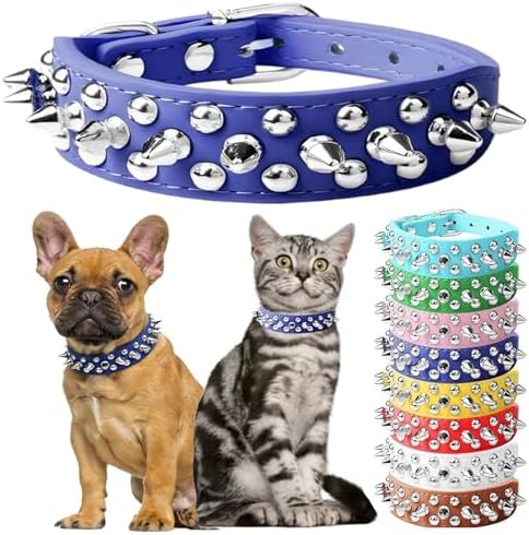 Amazon.com : Spiked Small Dog Collars, Spiky Puppy Collar Durable PU ...