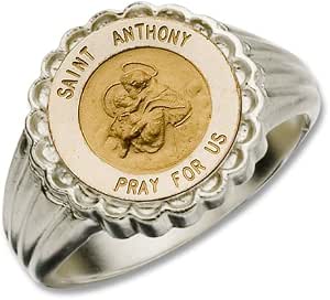Saint Anthony Sterling Silver Ring with 14Kt Gold Medal|Amazon.com