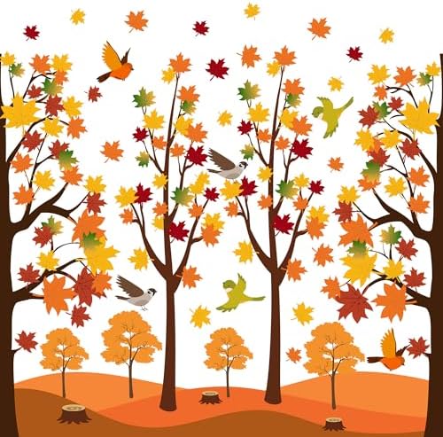 Amazon.com: 123 PCS Fall Classroom Tree Decorations Maple Leaves ...