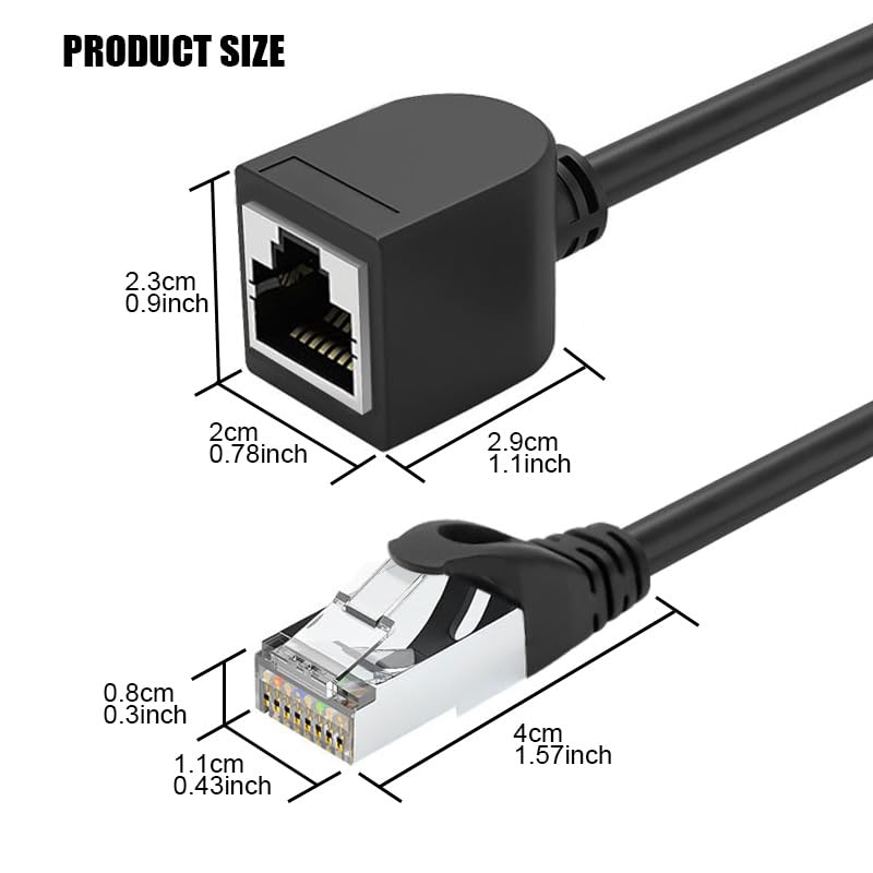 Cable de extensión Ethernet de ángulo recto, cables RJ45 de 90 grados ...