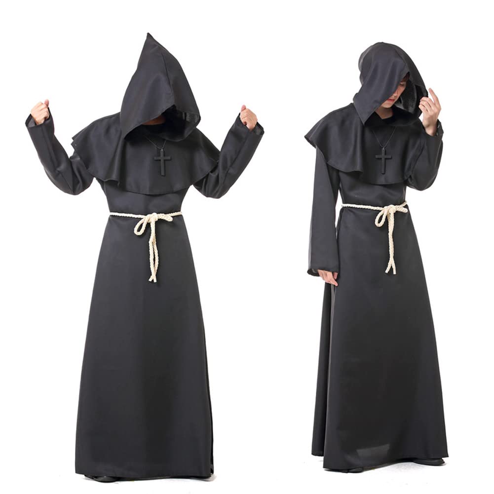 Suffolly Monk Costume Adult Monk Robe with Necklace,Belt Men Medieval ...