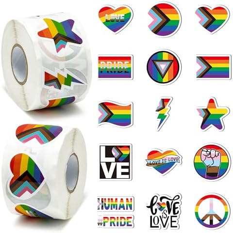 Amazon.com: BeYumi 1600Pcs LGBTQ Pride Heart Stickers LGBT Rainbow Flag ...