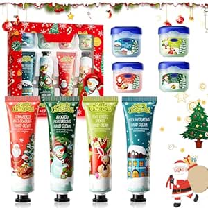 Amazon.com : 8 Pack Christmas Hand Cream And Lip Balm Set, Deeply ...