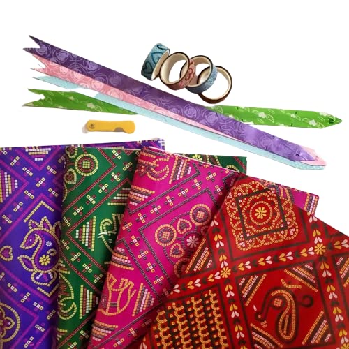 SEJASCOLLECTIONS Products Pack of 20 Jaipuri Chunri Print Gift Wrapping ...