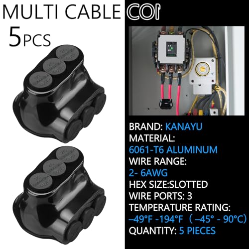 Snapklik.com : Kanayu 5 Pcs Black Insulated Multi Cable Connector, 3 ...
