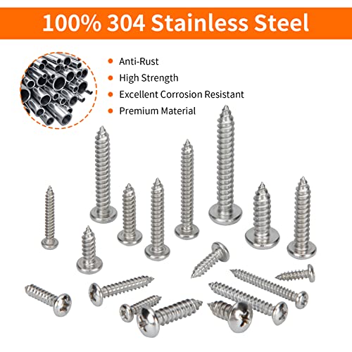 Snapklik.com : 600Pcs Wood Screws Assortment Kit, 4#6#8#10#12 Phillips ...