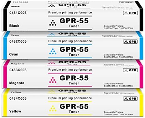 Amazon.com: GPR-55 Black Cyan Magenta Yellow Toner Set for use in The ...