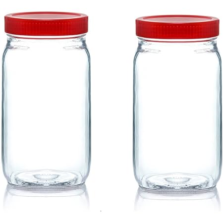 Yera Glass Jar With Red Lid Kitchen Storage Container - 1420 Ml Pack Of ...