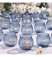 Amazon.com: LAMORGIFT 24 Pcs Blue Votive Candle Holders Bulk- Blue ...