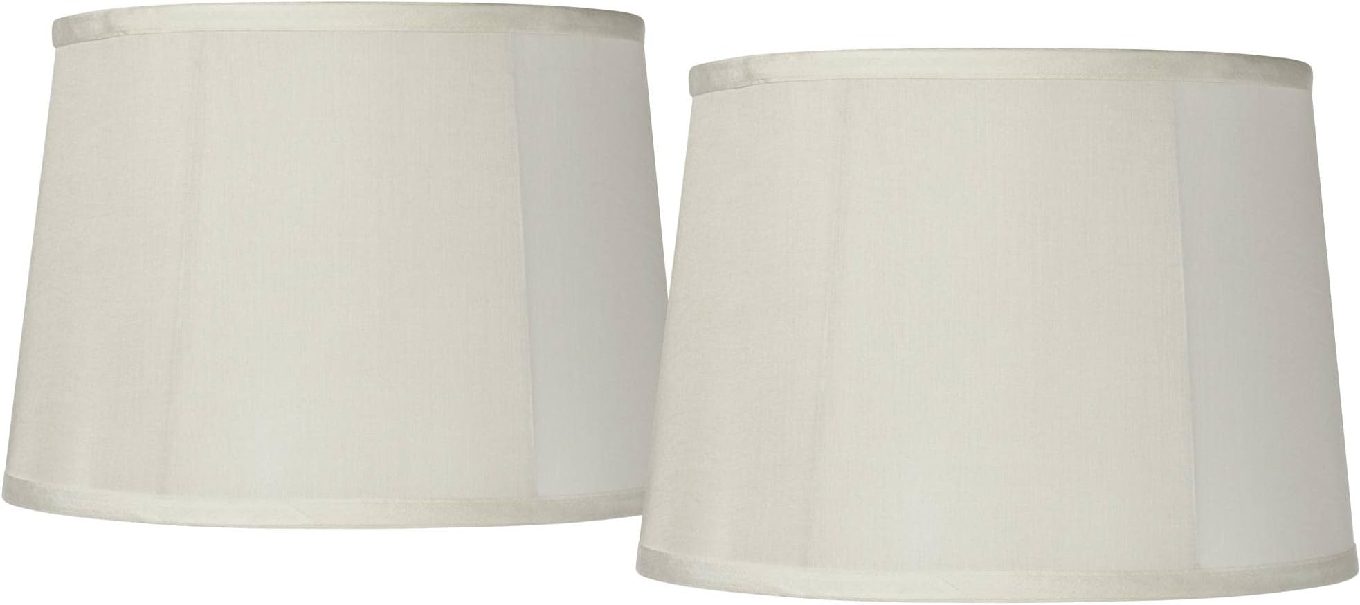 Set of 2 Creme White Medium Drum Lamp Shades 14" Top x 16" Bottom x 12 ...