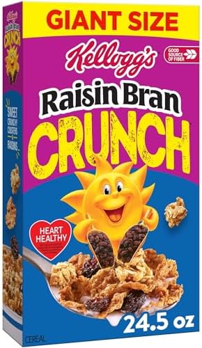 Amazon.com: Kellogg's Raisin Bran Crunch Breakfast Cereal, Fiber Cereal ...