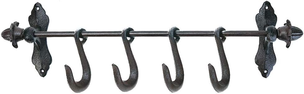Amazon.com: Decorative Forged Metal Wall Rod with 18 Hooks (DF2856 ...
