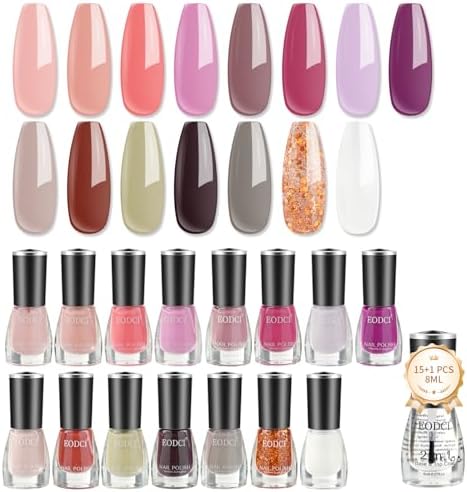 Amazon.com : eodci 16 PCS Nail Polish Set, 15 Colors Quick Dry Nail ...