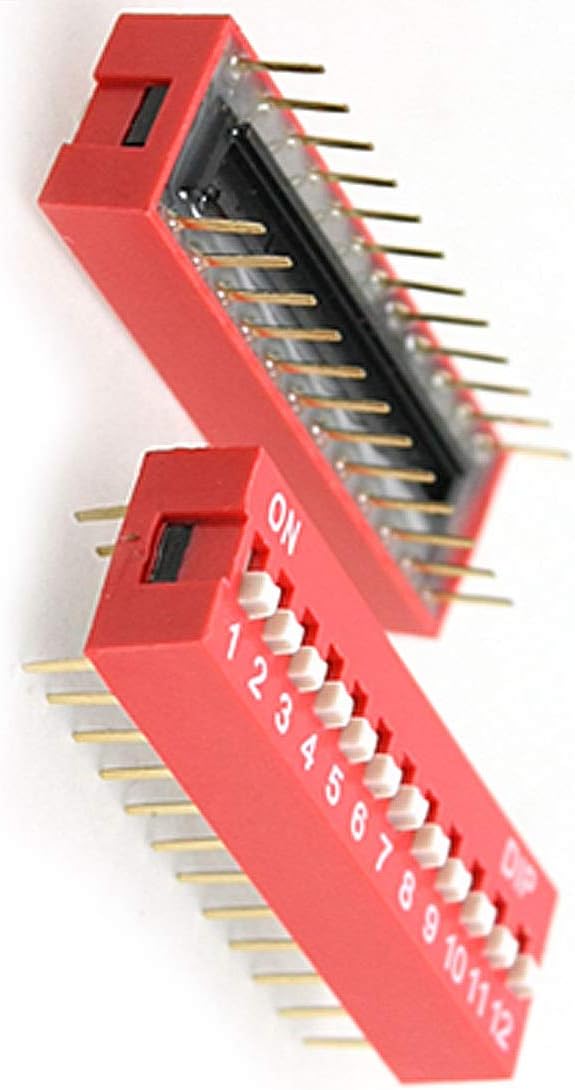 Amazon.com: Aexit 10 Pcs DIP Switches Red Double Row 24 Pin 12P ...