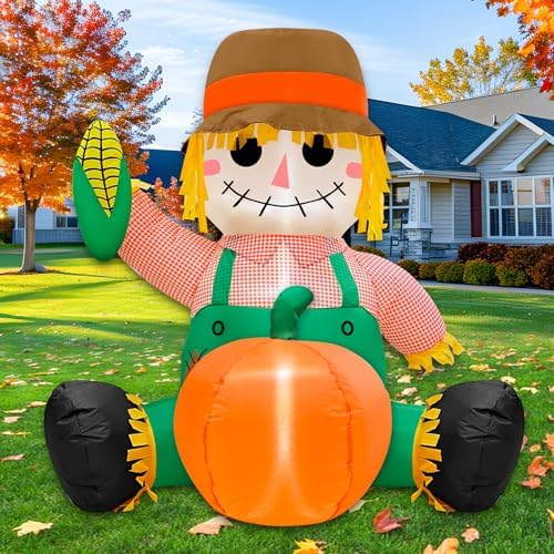 Amazon.com: TURNMEON 4FT Fall Inflatables Scarecrow Outdoor Decorations ...