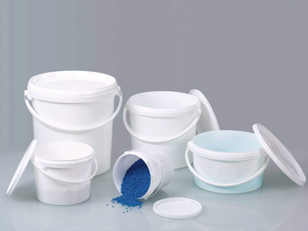 B2C Plastic Buckets Tubs White Containers Tamper Evident Lids 0.5L 1L ...