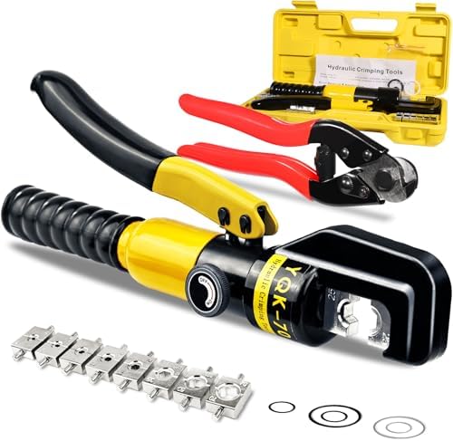 TEENO Hydraulic Crimping Tool 10T Hydraulic Cable Lug Crimper 12 to 2/0 ...