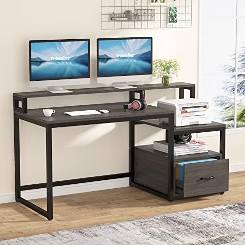 Amazon.com: Tribesigns Computer Desk with File Drawer and Storage ...