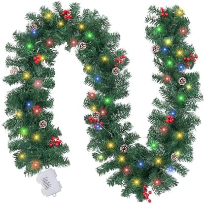 Amazon.com: 6.6FT Lighted Christmas Garland Prelit with 20 Led Lights ...