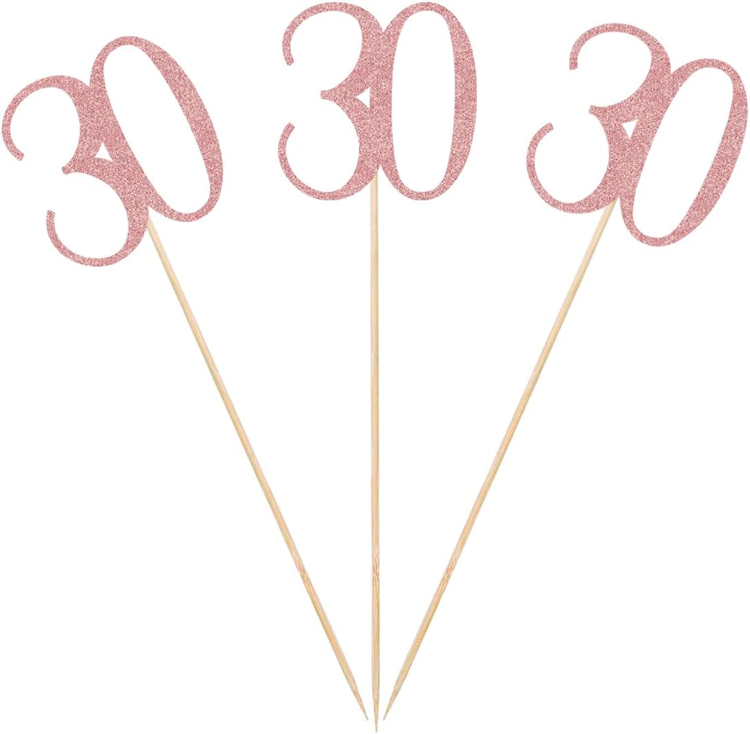 Amazon.com: Rose Gold 30th Glitter Birthday Centerpiece Sticks, 12-Pack ...