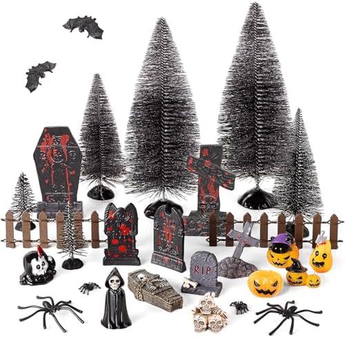Amazon.com: Soaoo 25 Pcs Halloween Village Accessories Spooky Miniature ...