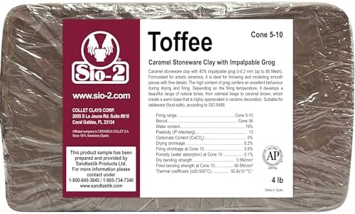 SIO-2 Toffee Caramel High Fire Stoneware Clay, 4 lb (Cone 5-10) Natural ...