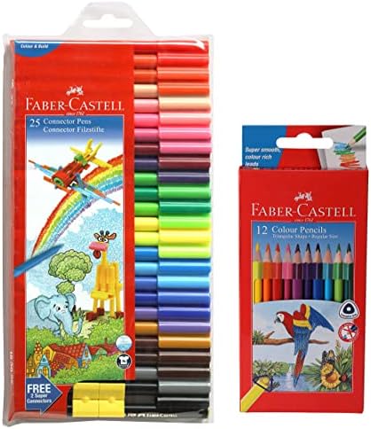 Faber-Castell Connector Pen Set - Pack of 25 (Assorted) Triangular ...