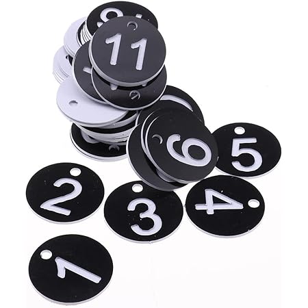 50Pcs Engraved Number Discs, 1-50 Plastic ID Number Tags Table Numbers ...