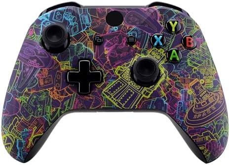 Amazon.com: eXtremeRate Neon Novel Patterned Front Housing Shell Case ...