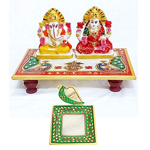 Buy Handicraft Kingdom Fibre Laxmi Ganesh Ji Chowki For Chaturthi ...