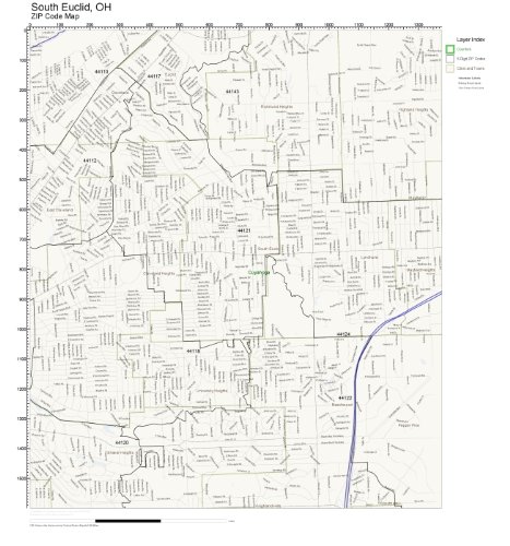 ZIP Code Wall Map of South Euclid, OH ZIP Code Map Laminated: Amazon ...
