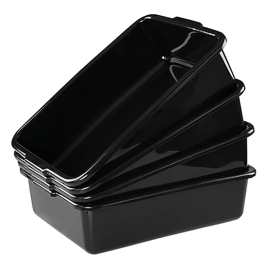Amazon.com: Jekiyo 4 Pack Black Small Commercial Bus Tub Box, 8 Liter ...