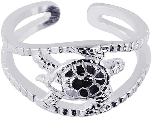 Amazon.com: 925 Sterling Silver Rhodium Textured Adjustable Turtle Toe ...
