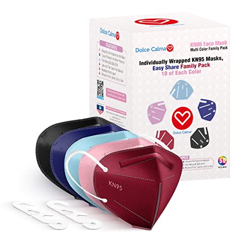 KN95 Face Mask, 50 Pack Individually Wrapped, 5-Ply Breathable and ...