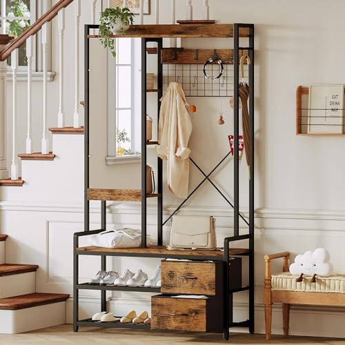 Amazon.com: NAIYUFA Entryway Hall Tree with Drawer,Coat Rack with ...